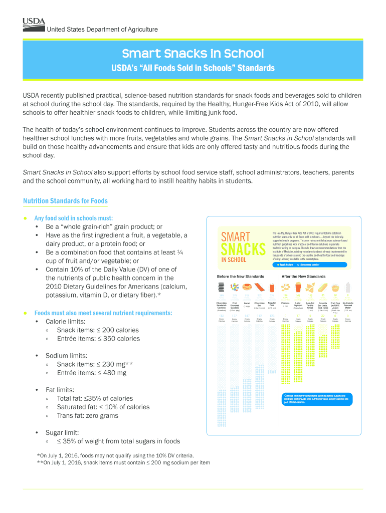 Fillable Online fns usda Smart Snacks in School standards - fns usda ...
