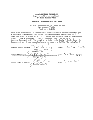 Fillable Online deq virginia Statement of Basis Significant Amendment ...