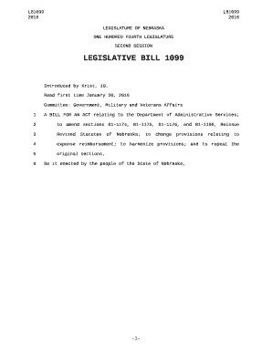 Fillable Online nebraskalegislature LEGISLATIVE BILL 1099 Fax Email ...