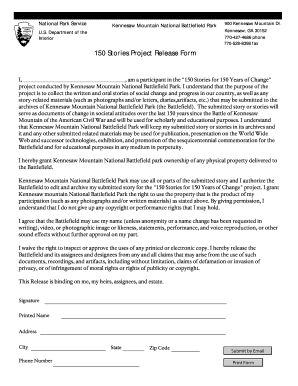 Fillable Online nps 150 Stories Project Release Form Fax Email Print ...