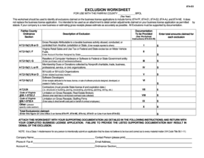 Fillable Online fairfaxcounty Exclusion Worksheet and Instructions - fairfaxcounty Fax Email ...