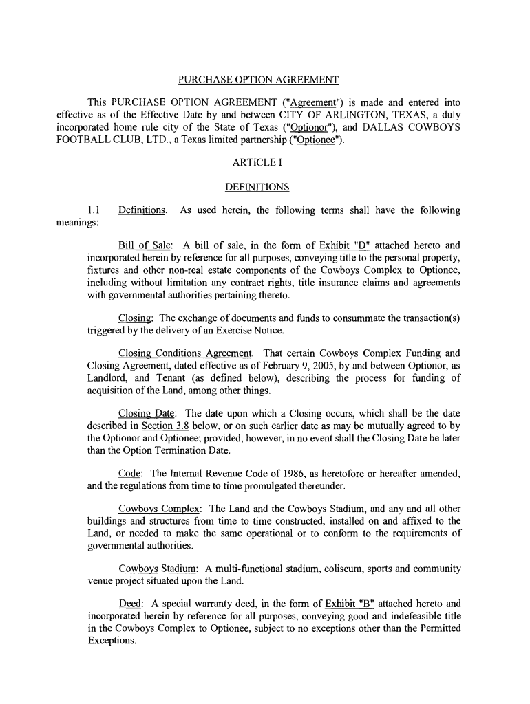 Fillable Online Purchase Option Agreement Fax Email Print - pdfFiller