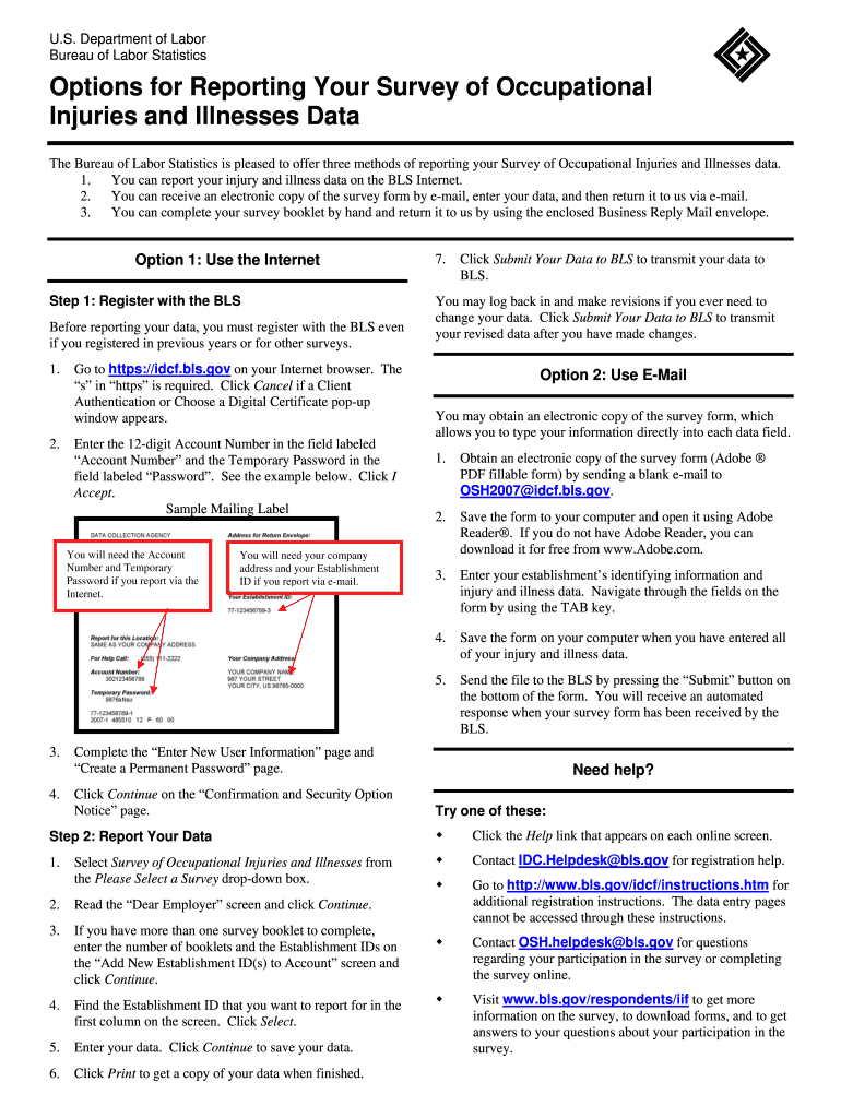 Fillable Online bls Reporting Your Survey of Occupational - bls Fax ...