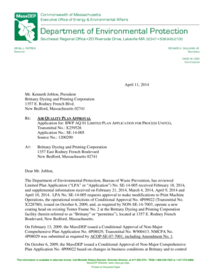 Fillable Online mass April 11 2014 Mr Kenneth Joblon President Brittany ...