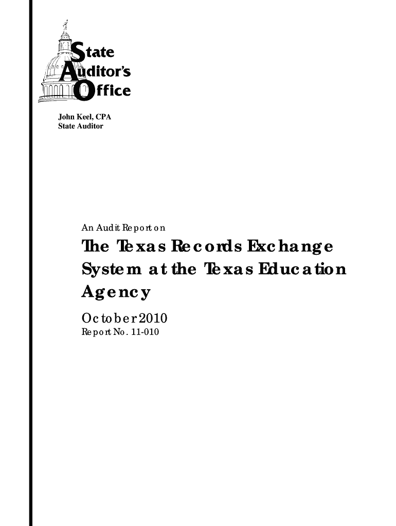 Fillable Online An Audit Report on the Texas Records Exchange System at ...