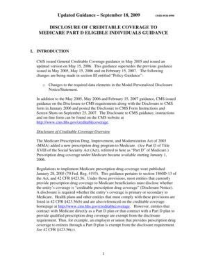 Fillable Online cms Updated Guidance Disclosure of Creditable Coverage ...