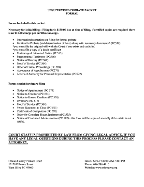 Fillable Online miottawa UNSUPERVISED PROBATE PACKET.doc - miottawa Fax ...