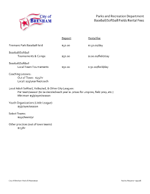 Fillable Online cityofbrenham Athletic Field Reservations - Town of Cary - cityofbrenham Fax ...
