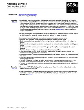 Fillable Online pe usps QSG 505a Additional Services - Courtesy Reply ...