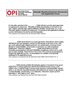 Fillable Online opi mt Example Nondiscrimination Statements - Job ...