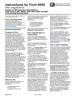 Fillable Online irs Instructions for Form 8940 (Rev. August 2015 ...
