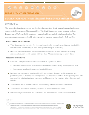 Fillable Online benefits va Disability compensation separation health ...