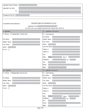 Fillable Online txcourts DOCKETING STATEMENT Civil Fax Email Print ...