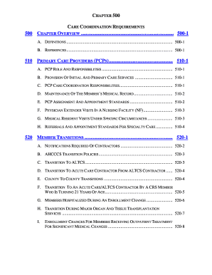 Fillable Online azahcccs Chapter 500 Care Coordination Requirements ...