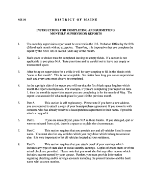 Fillable Online Monthly supervision report instructions Fax Email Print ...