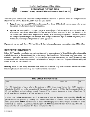 Fillable Online labor ny REQUEST FOR PHOTO ID CARD Your new photo ...