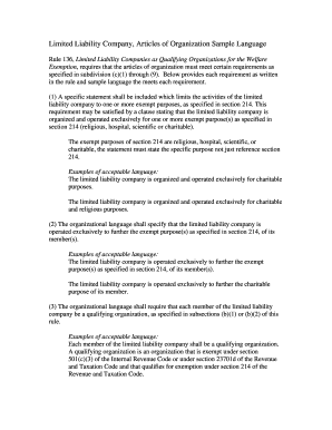 Fillable Online boe ca LLC Sample Language LLC Sample Language Fax ...