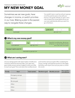 Fillable Online consumerfinance My new money goal worksheet ...