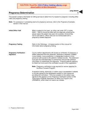 Fillable Online files medi-cal ca Pregnancy Determination preg determ ...