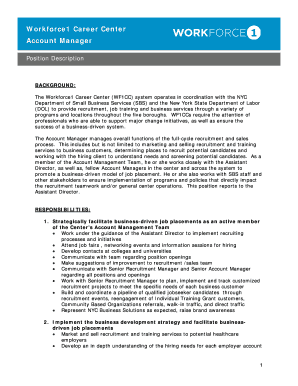 Fillable Online nyc Workforce1 Career Center Account Manager Fax Email ...
