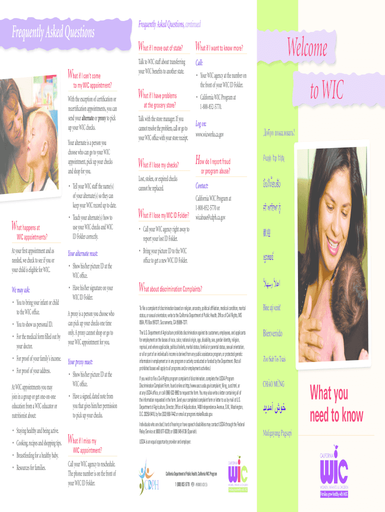 Fillable Online cdph ca Welcome to WIC Brochure Fax Email Print - pdfFiller