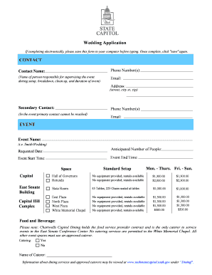 Fillable Online Wedding Application CONTACT EVENT Fax Email Print ...