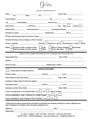 Fillable Online New Patient Information (Please Print) Fax Email Print ...