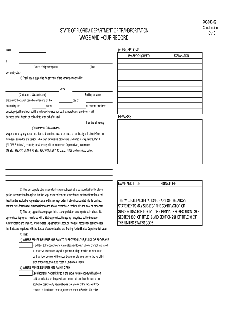 Florida department of transportation form 700 010 69 2010: Fill out ...