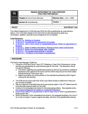 Fillable Online in INDIANA DEPARTMENT OF CHILD SERVICES - State of ...