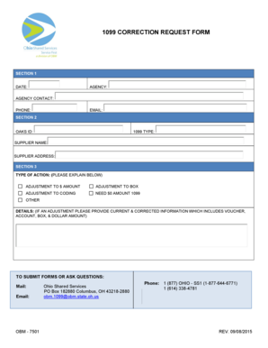 Fillable Online 1099 CORRECTION REQUEST FORM Fax Email Print - pdfFiller