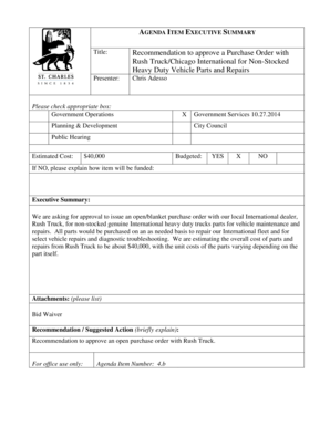 Fillable Online stcharlesil Recommendation to approve a Purchase Order ...