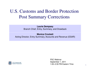 Fillable Online cbp US Customs and Border Protection Post Summary ...