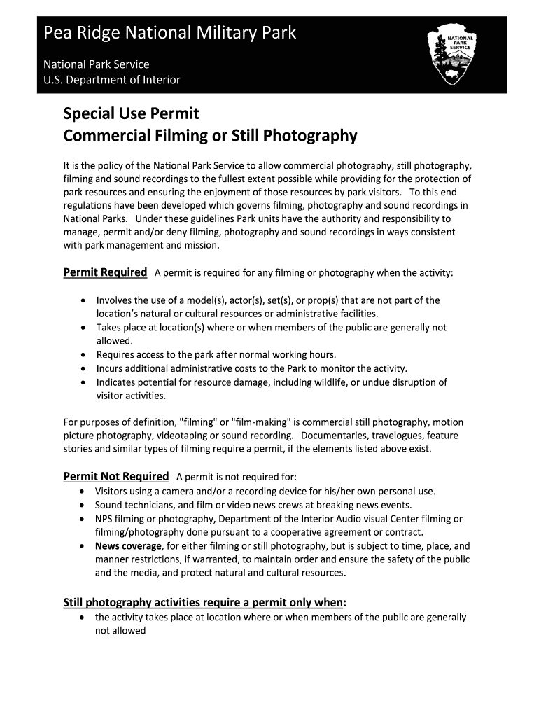 Fillable Online nps Commercial Filming or Still Photography Fax Email ...