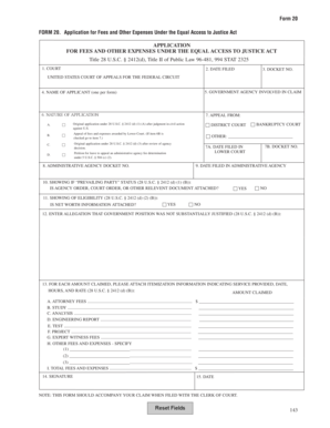 Fillable Online cafc uscourts FORM 20 Application for Fees and Other ...
