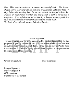 Fillable Online Note This must be written as a sworn statementaffidavit ...