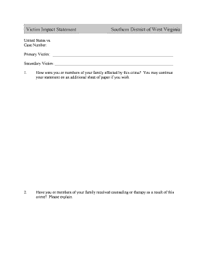 Fillable Online justice Victim Impact Statement Southern District of ...