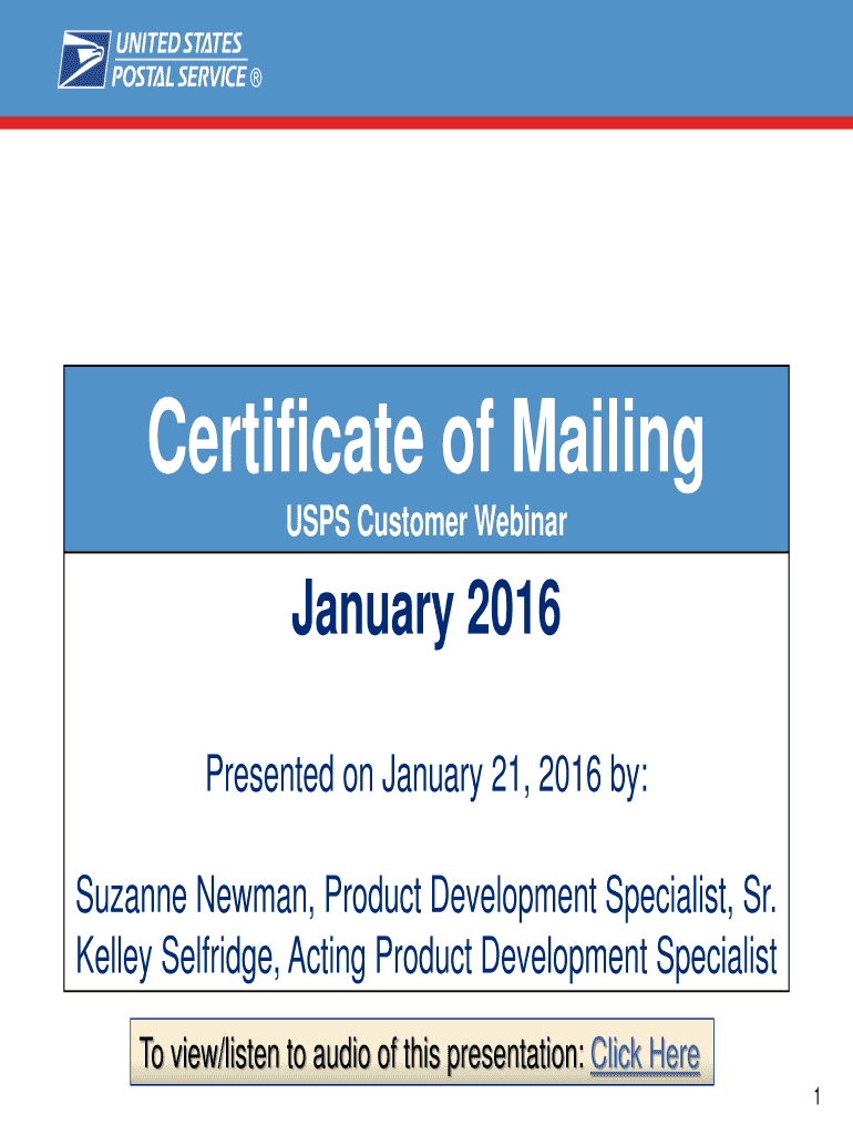 USPS Certificate of Mailing Form - Fill Online, Printable, Fillable ...