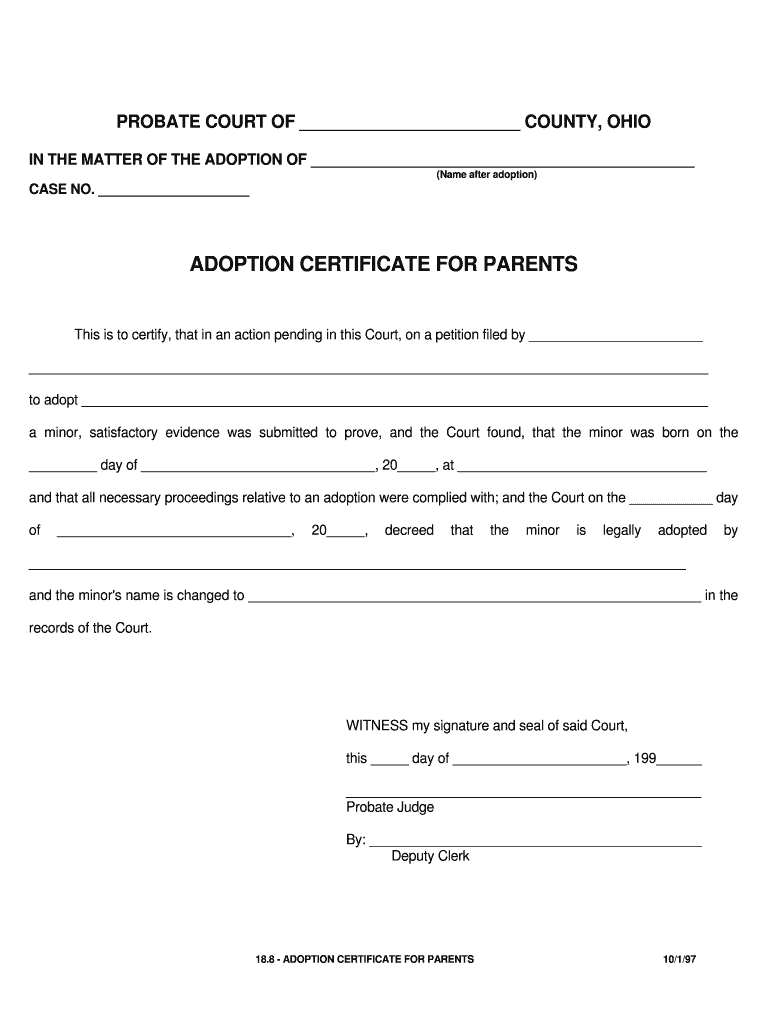 Adoption Certificate Parents Printable Fill Online Printable 