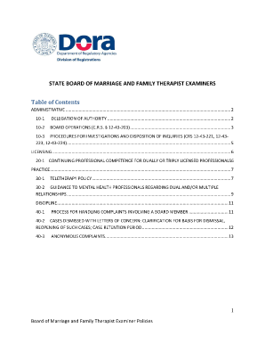 Fillable Online dora state co State Board of Marriage & Family ...