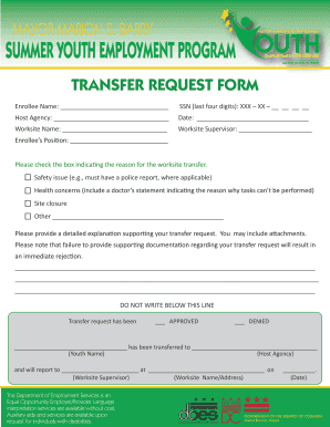 Fillable Online does dc SYEP Transfer Request Form - does dc Fax Email ...
