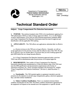 Fillable Online faa Format and Guidance for the Preparation of a TSO - faa Fax Email Print ...