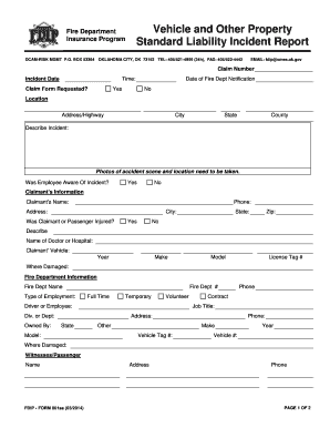 Fillable Online ok Standard Liability Incident Report Fax Email Print - pdfFiller
