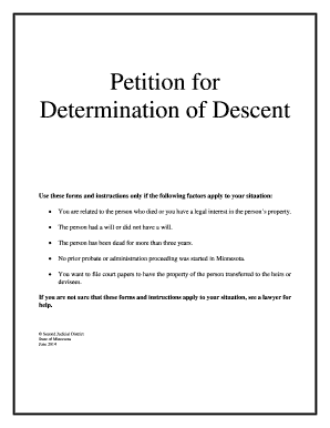 Fillable Online mncourts Petition for Determination of Descent ...