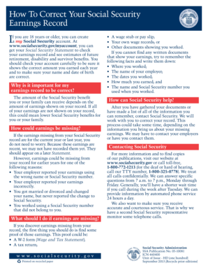 Fillable Online ssa How To Correct Your Social Security Earnings Record ...