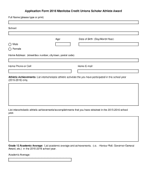 Fillable Online Scholar Athlete Award Fax Email Print - pdfFiller