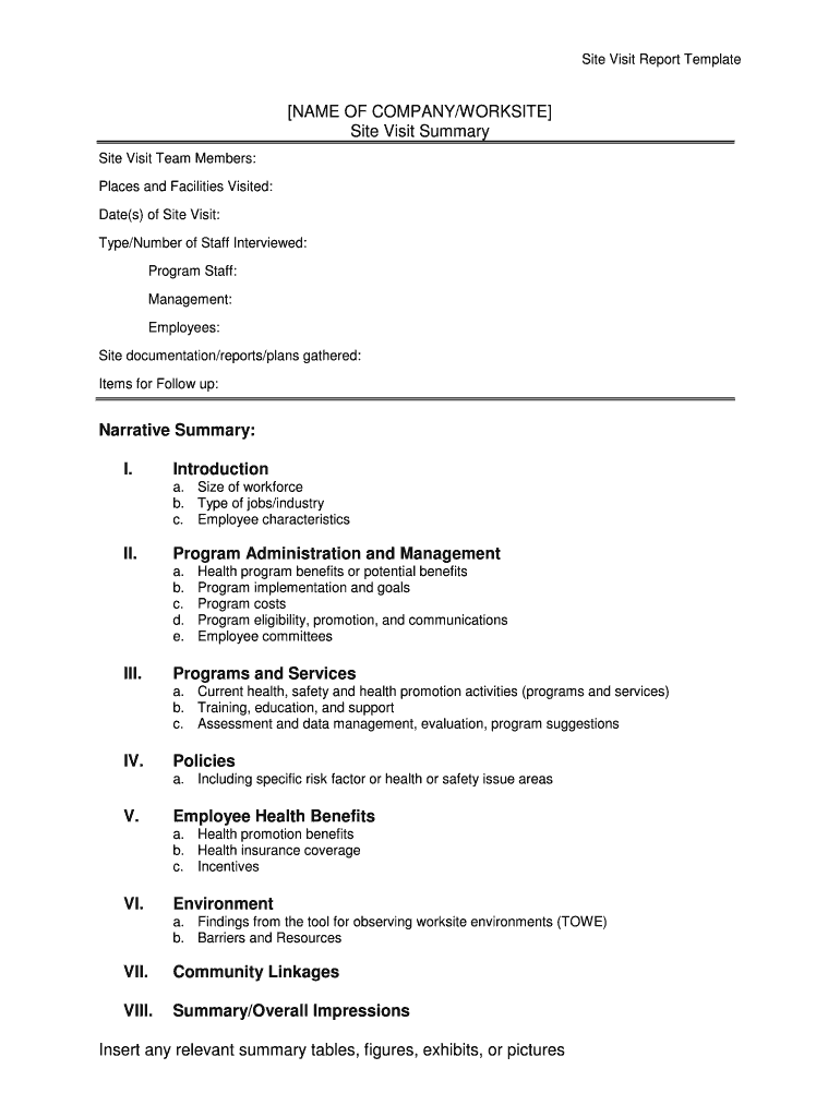 Site Visit Report Template 2020 2021 Fill And Sign Printable Template 