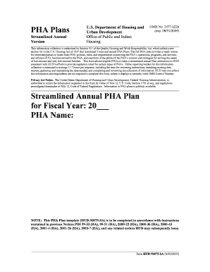 Fillable Online hud PHA Plans Streamlined Annual PHA Plan for Fiscal ...