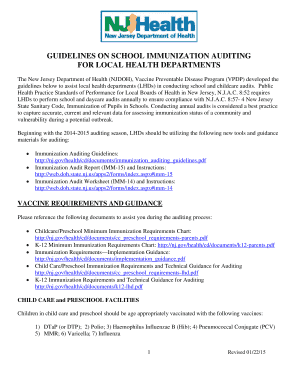 Fillable Online nj GUIDELINES FOR LOCAL HEALTH DEPARTMENT SCHOOL AUDITS ...