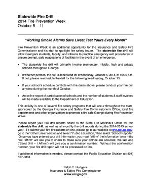 Fillable Online oci ga Statewide Fire Drill Fax Email Print - pdfFiller
