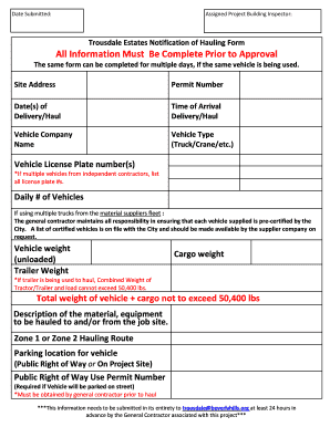 Fillable Online Complete All Forms For Hauling Approval Fax Email Print ...